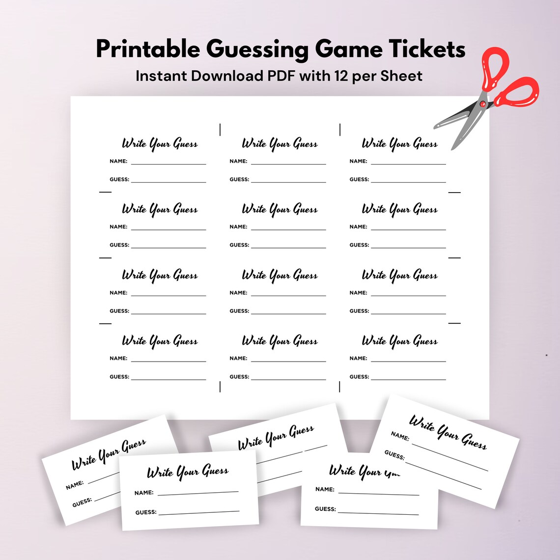 Write Your Guess Printable PDF Guess How Many Raffle Ticket Template ...