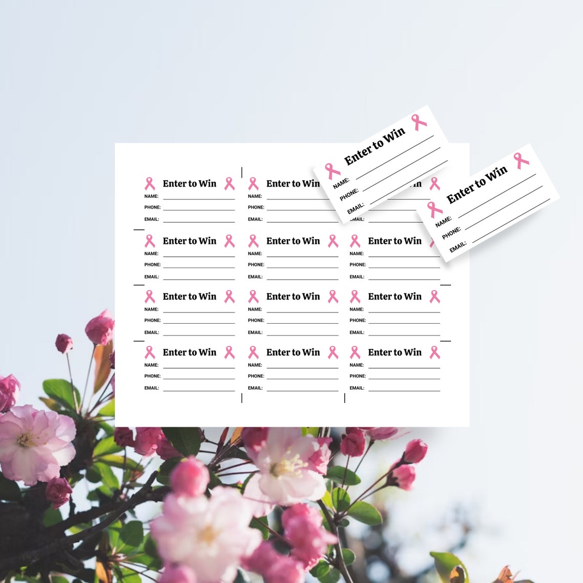 Printable Pink Ribbon Raffle Ticket Template Breast Cancer Fundraiser ...