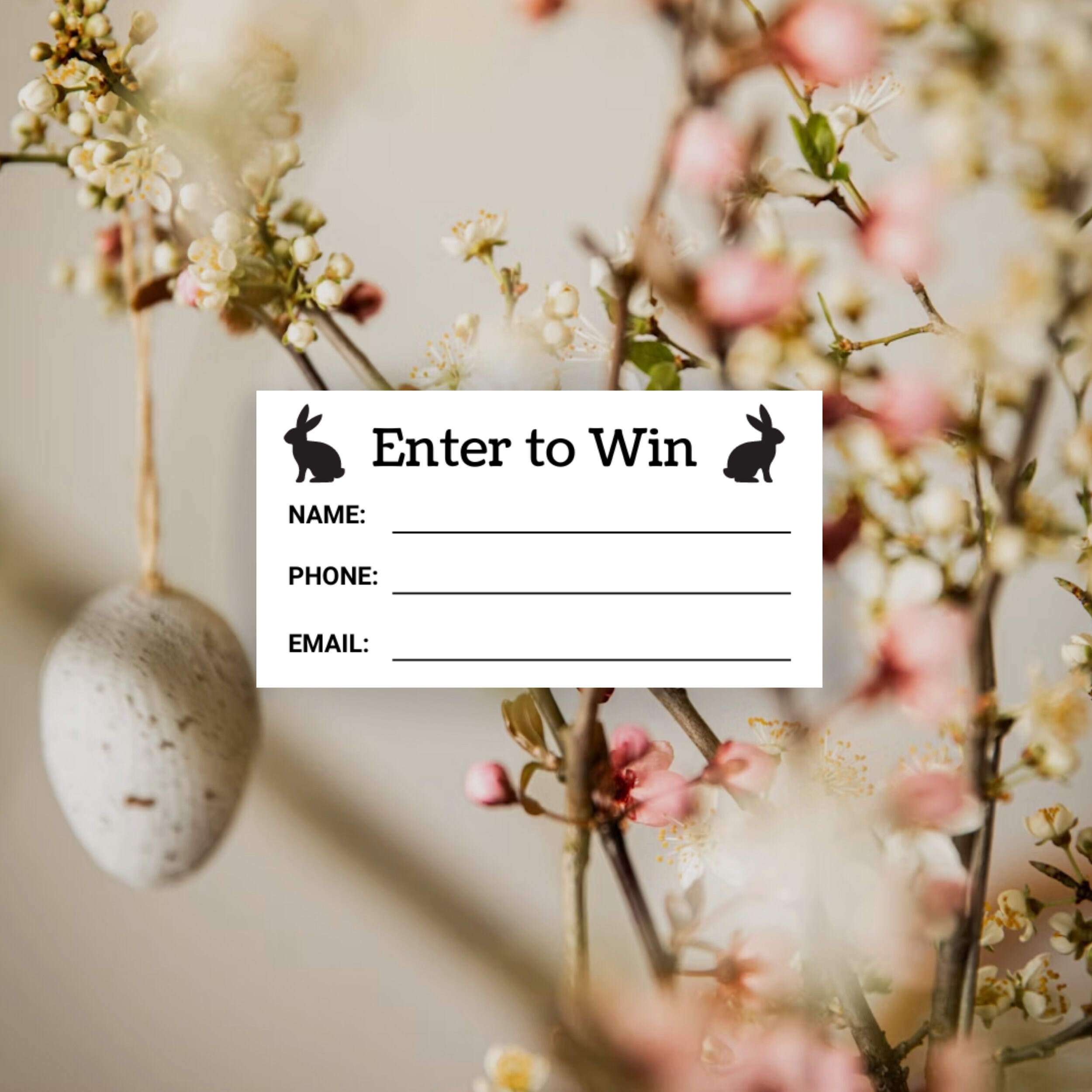 Rabbit Printable Raffle Ticket Template Easter Enter to Win Draw ...