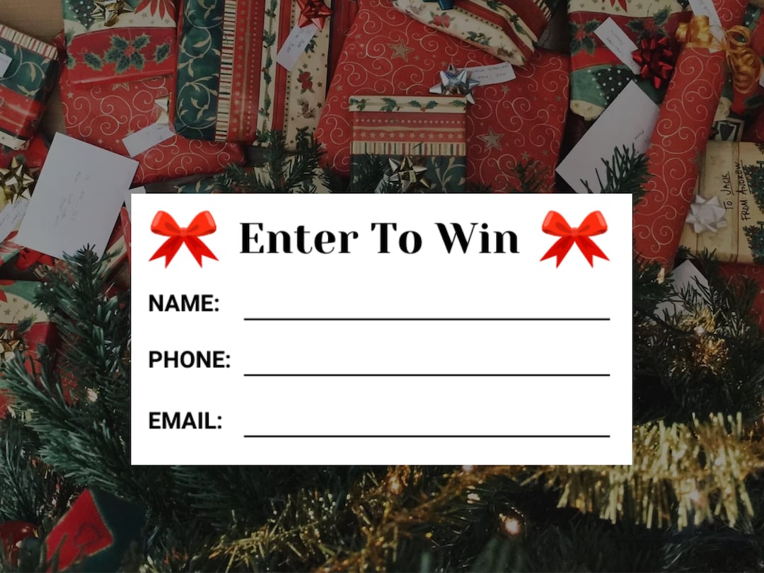 Red Ribbon Printable Raffle Ticket Template Christmas Present Enter to ...