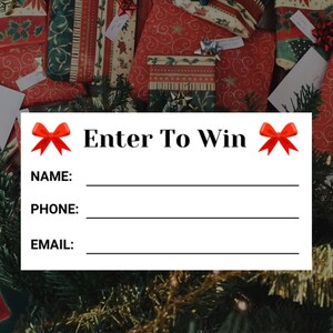 Red Ribbon Printable Raffle Ticket Template Christmas Present Enter to ...
