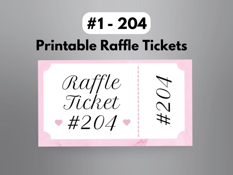 Pink Wedding Printable Numbered Raffle Tickets Door Prize Draw Entry ...