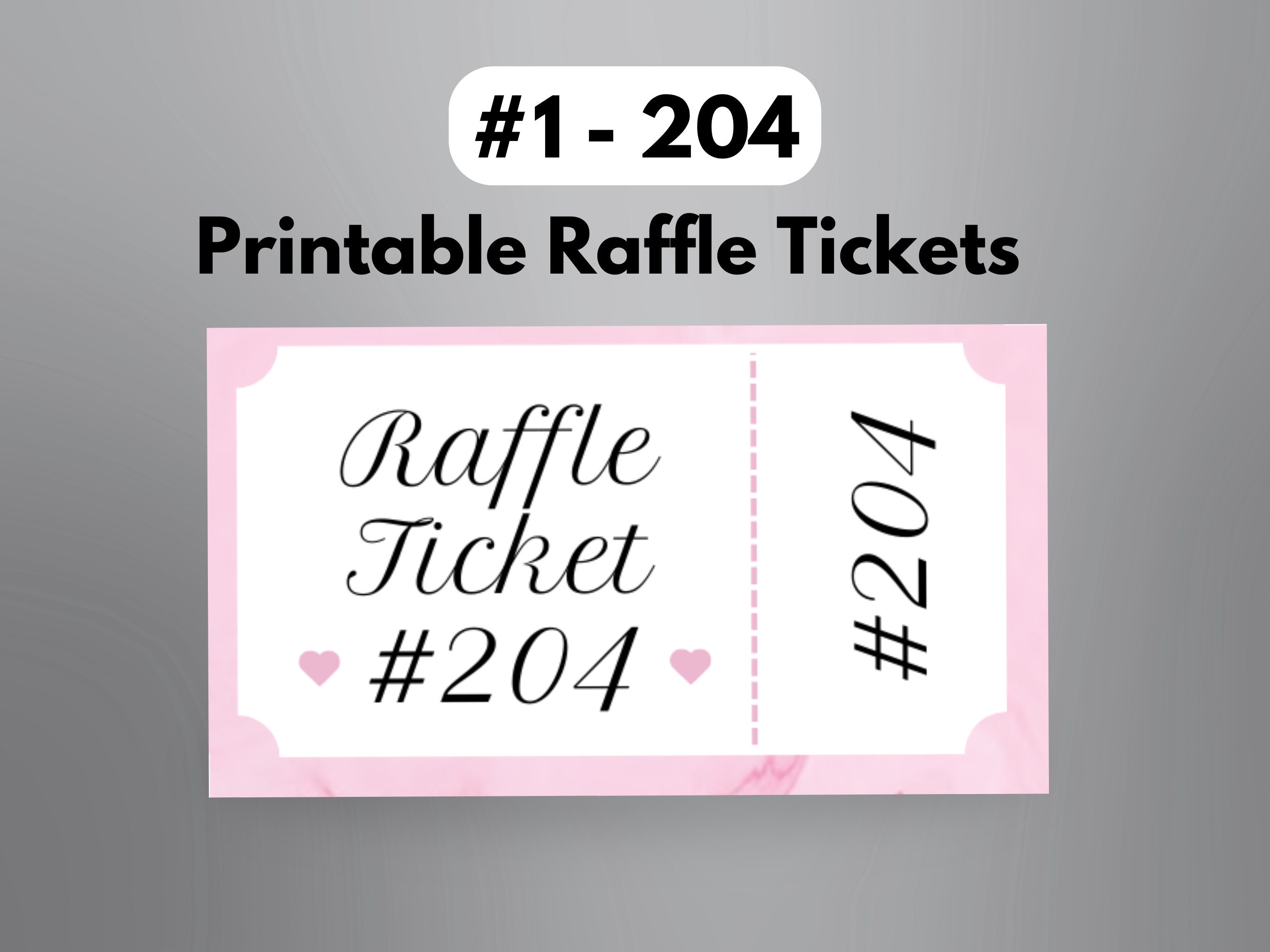 Pink Wedding Printable Numbered Raffle Tickets Door Prize Draw Entry ...