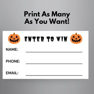 Halloween Printable Raffle Tickets Spooky Enter to Win Raffle Tickets ...