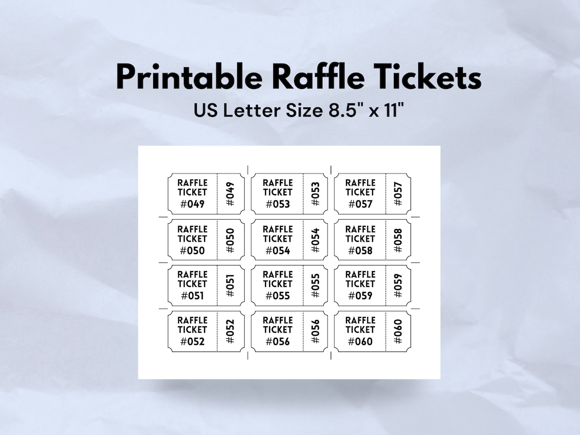 Printable Numbered Raffle Ticket Enter to Win Tickets With Numbers 1 to ...