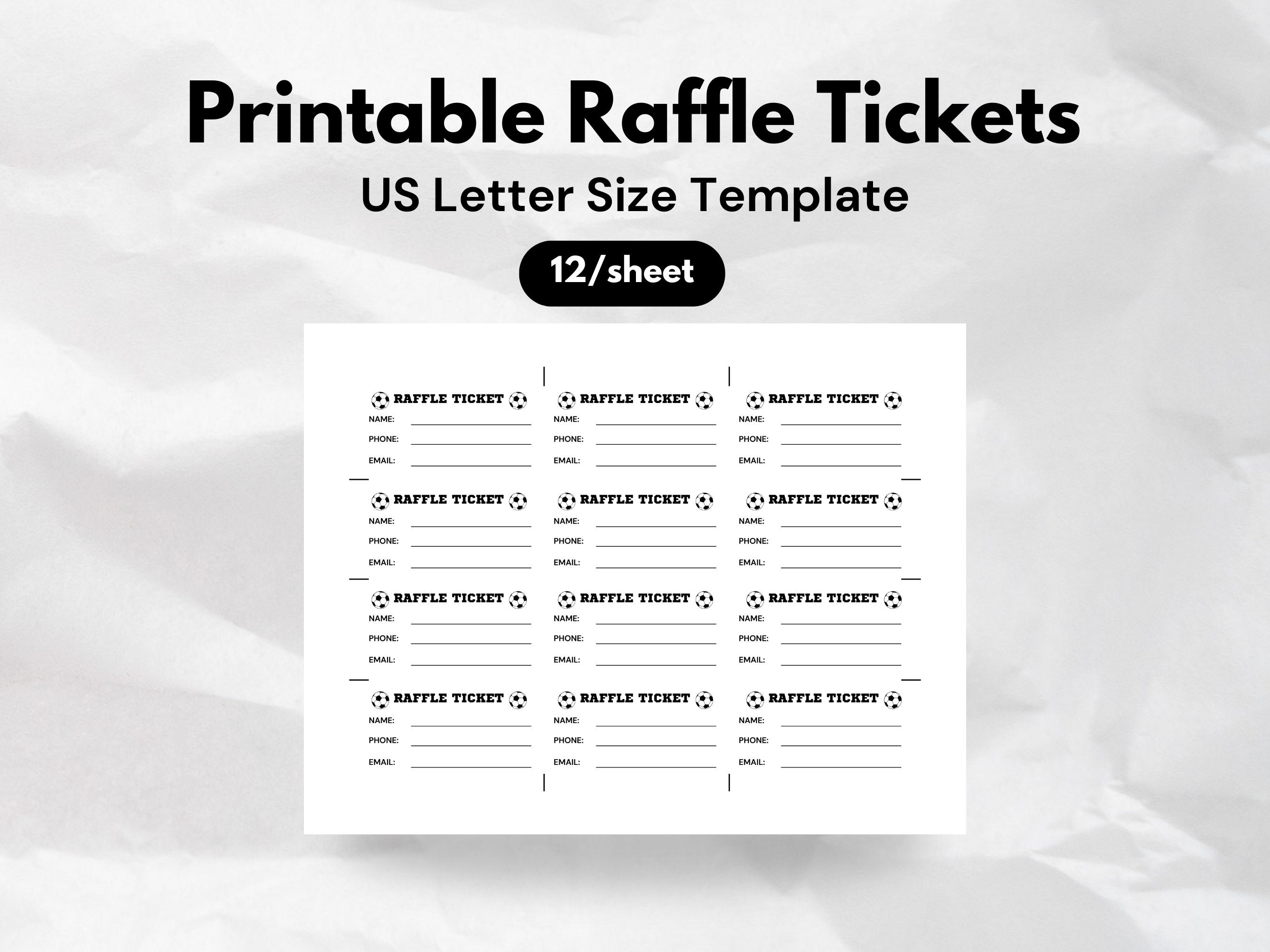 Soccer Printable Raffle Tickets Sports Enter to Win Raffle Tickets Name ...