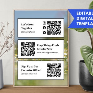 Minimal Editable QR Code Sign Canva Template for Small Business Owners ...