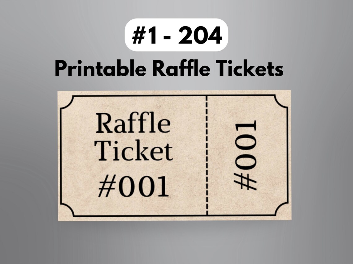 Antique Printable Numbered Raffle Ticket Vintage Style Enter to Win ...