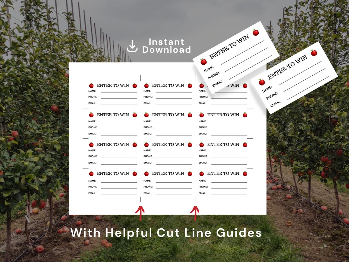 Red Apple Printable Raffle Ticket Template Fruit Market Stand Enter to ...