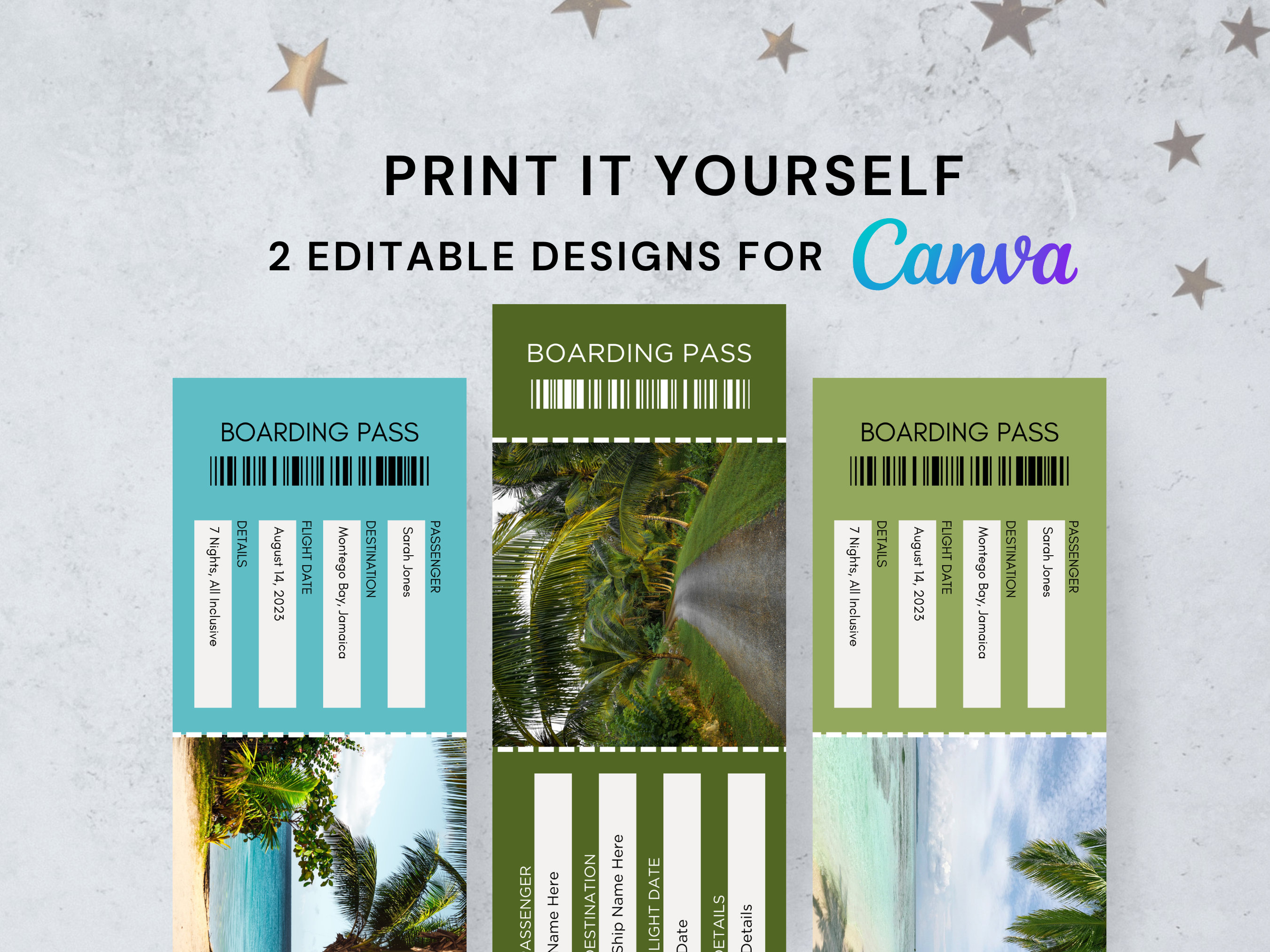 Fake Plane Tickets Surprise Vacation Editable Canva Template Surprise ...