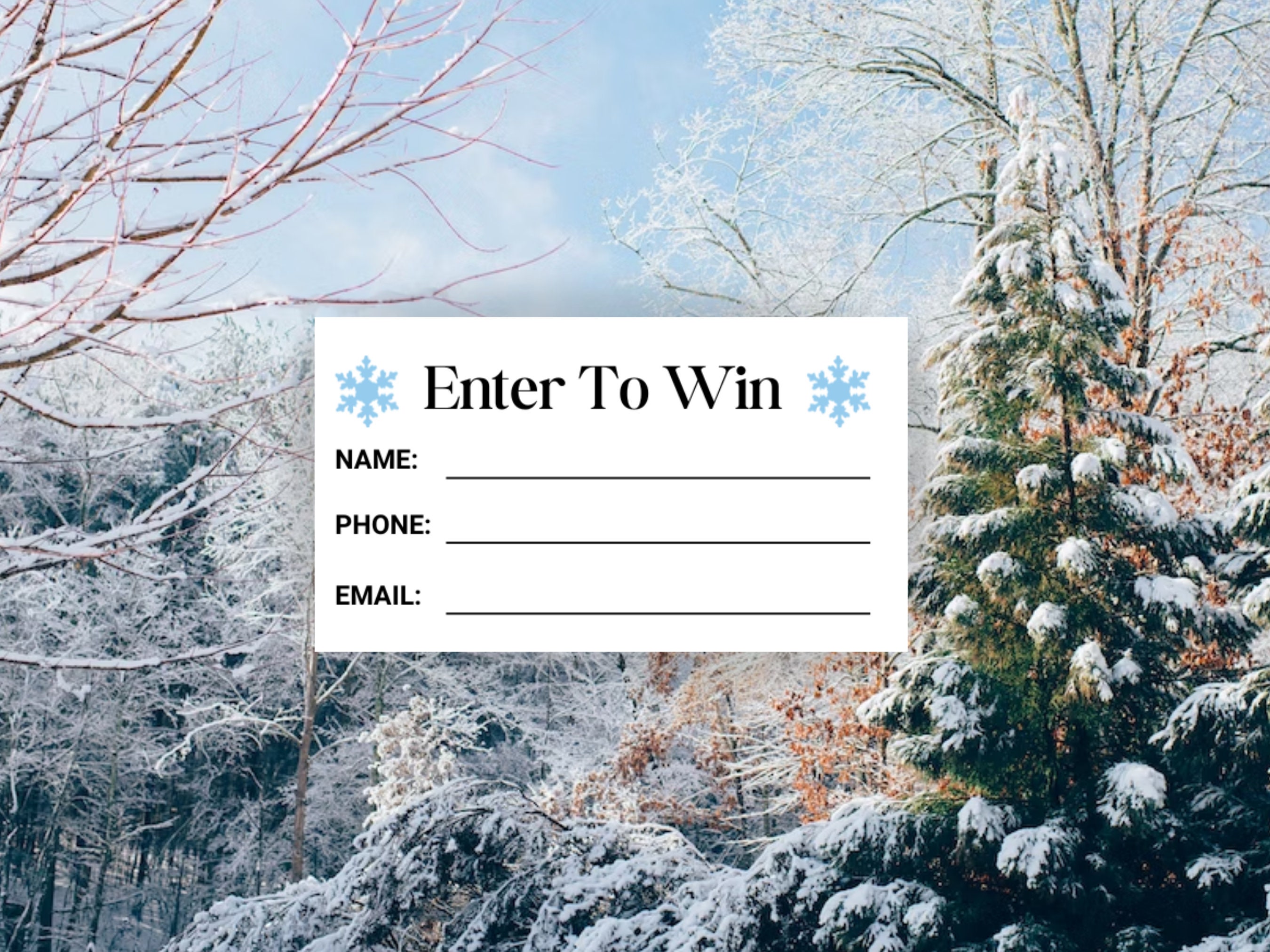 Snowflake Printable Raffle Ticket Template Winter Holiday Season Enter ...