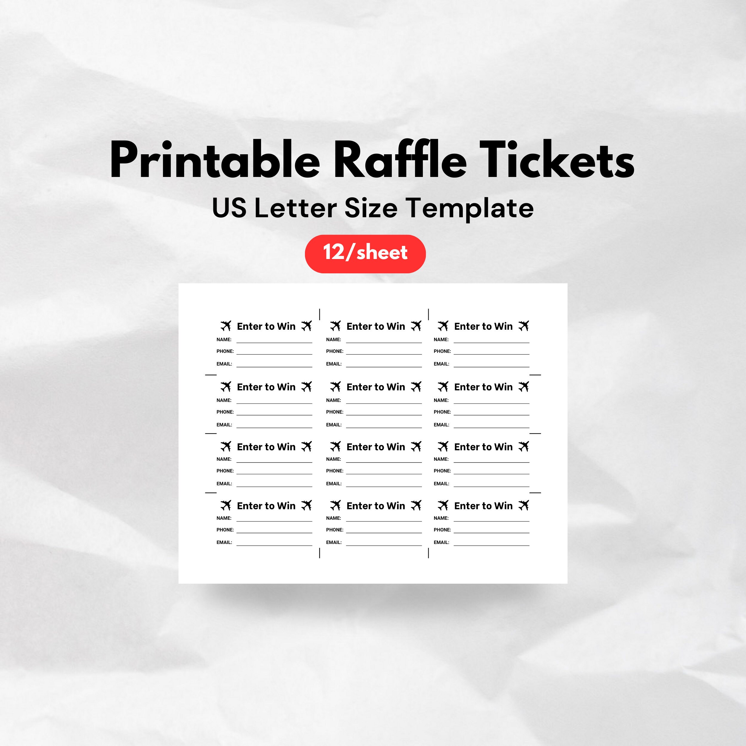 Plane Printable Raffle Ticket Template Cute Easter Enter to Win Draw ...