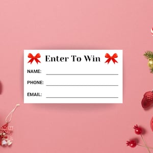 Red Ribbon Printable Raffle Ticket Template Christmas Present Enter to ...