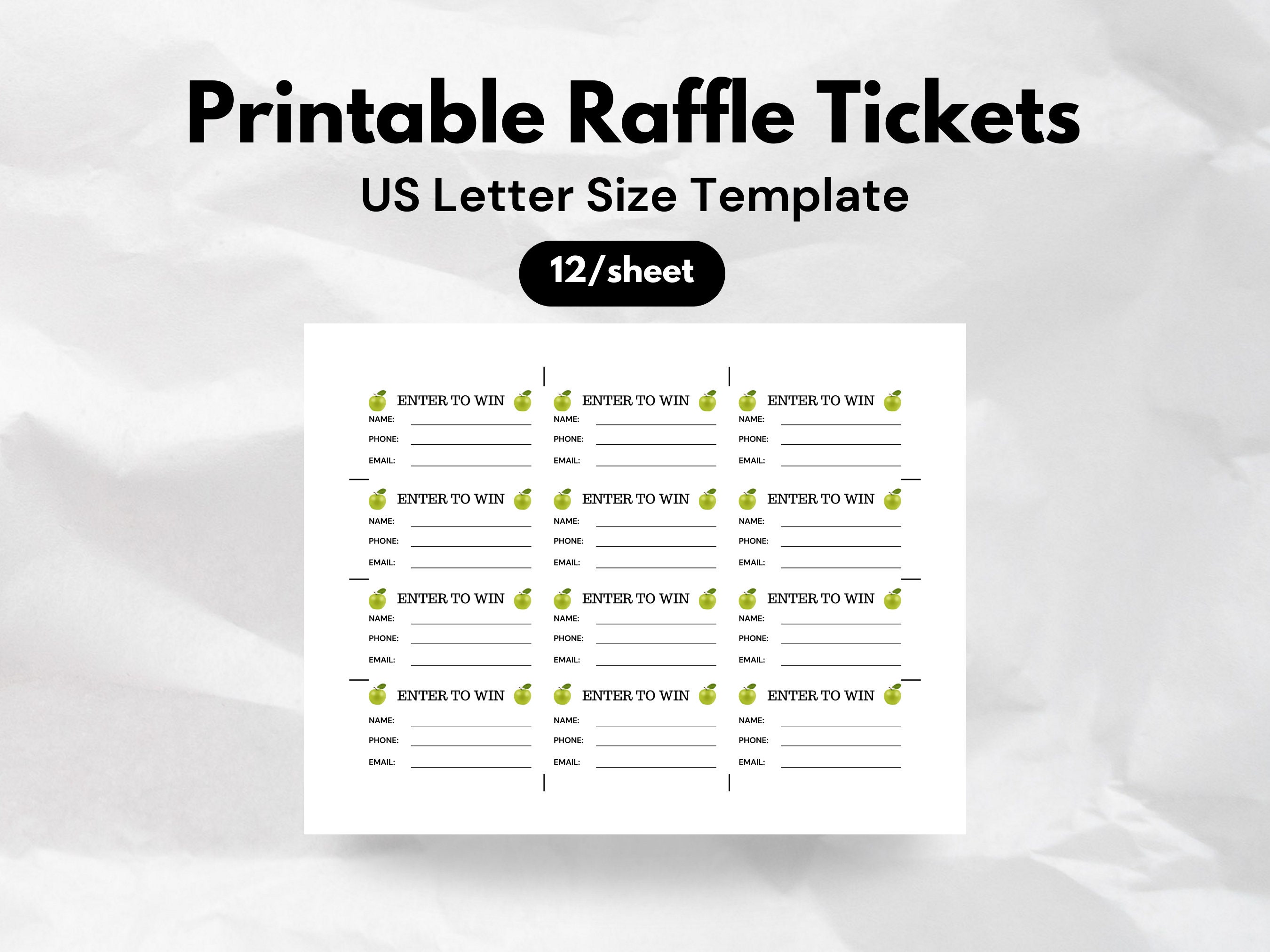 Green Apple Printable Raffle Ticket Template Fruit Market Stand Enter ...