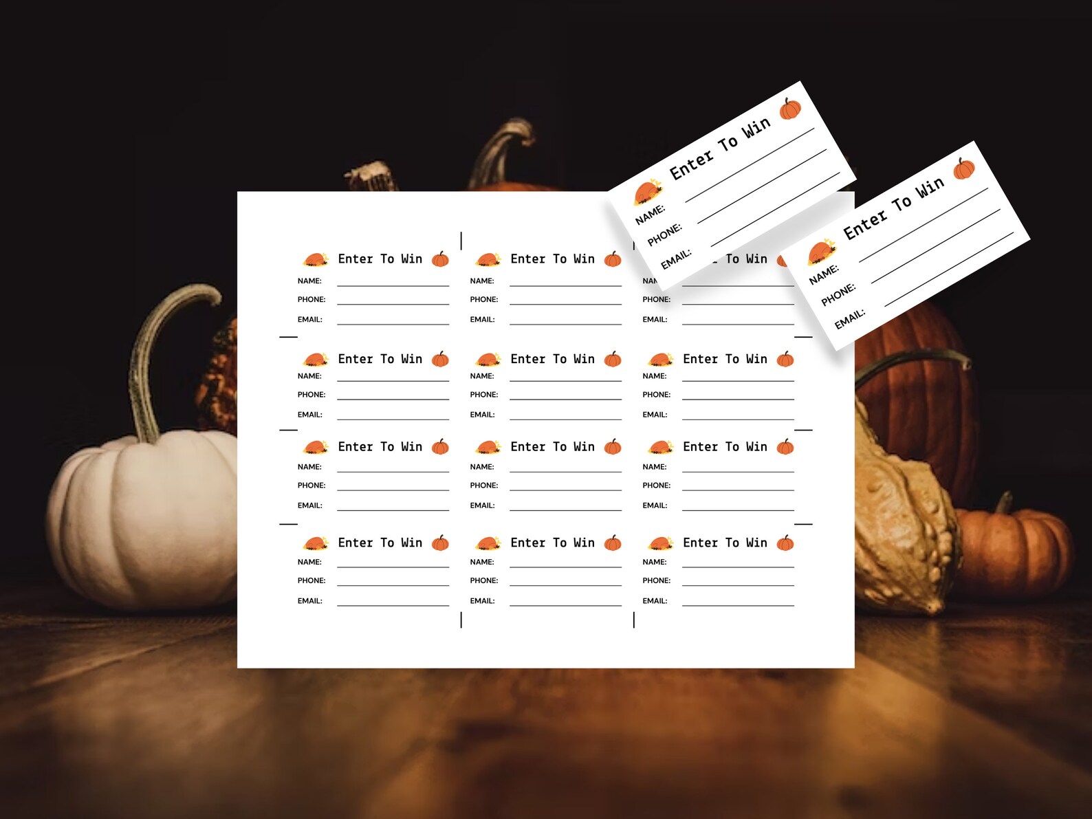 Pumpkin Printable Raffle Ticket Template Raffle Enter to Win Draw ...