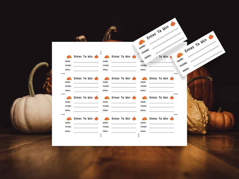 Pumpkin Printable Raffle Ticket Template Raffle Enter to Win Draw ...