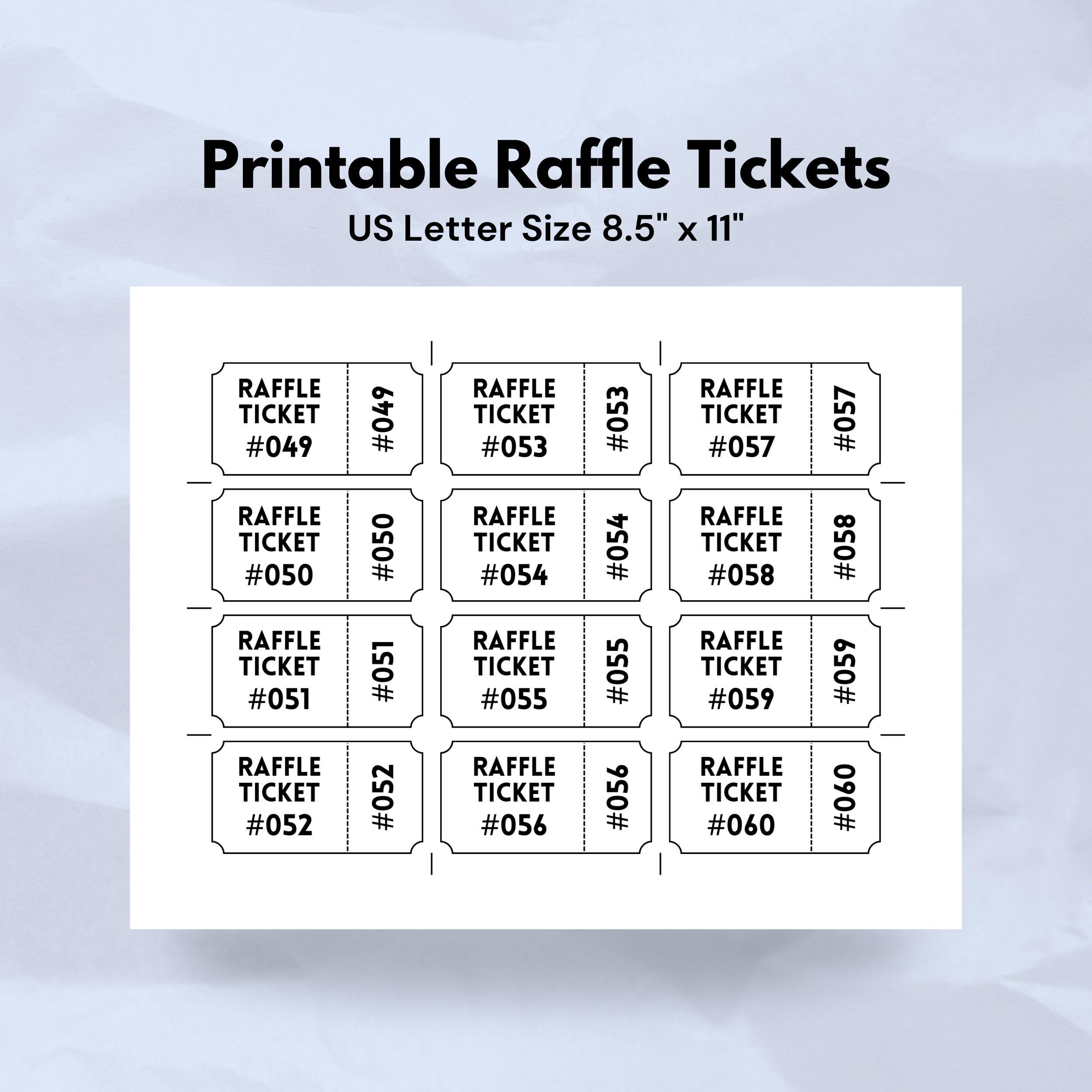 Printable Numbered Raffle Ticket Enter to Win Tickets With Numbers 1 to ...