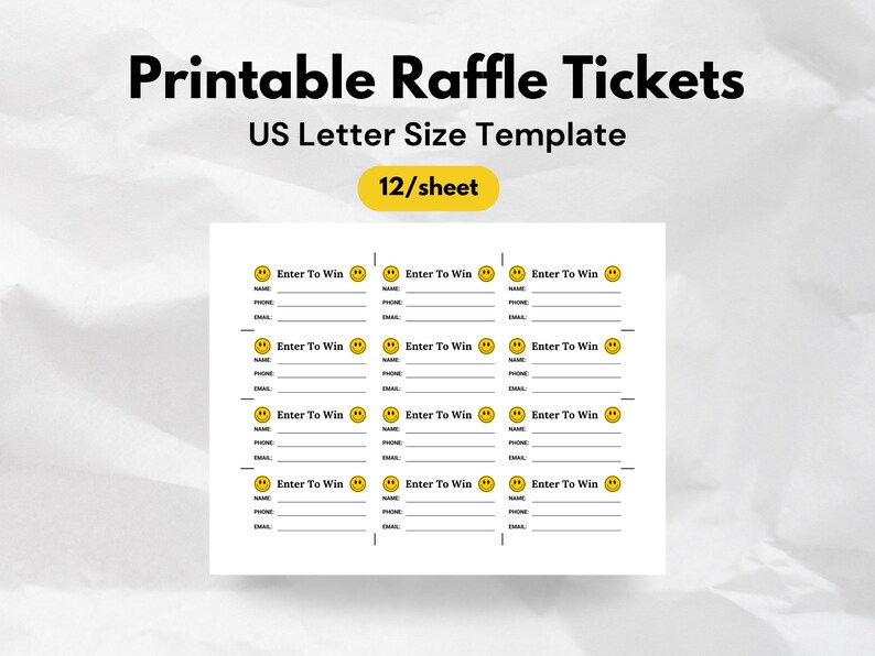 Smile Raffle Ticket Template Enter to Win Yellow Smiley Face Raffle ...