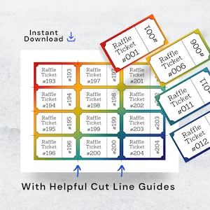 Rainbow Raffle Ticket Printable Numbered Tickets Pride Enter to Win ...