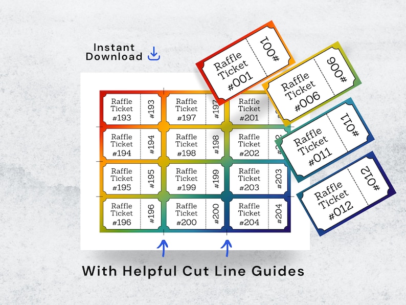 Rainbow Raffle Ticket Printable Numbered Tickets Pride Enter to Win ...