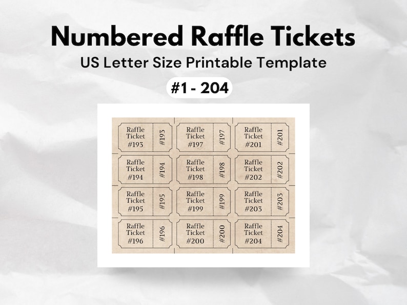 Antique Printable Numbered Raffle Ticket Vintage Style Enter to Win ...