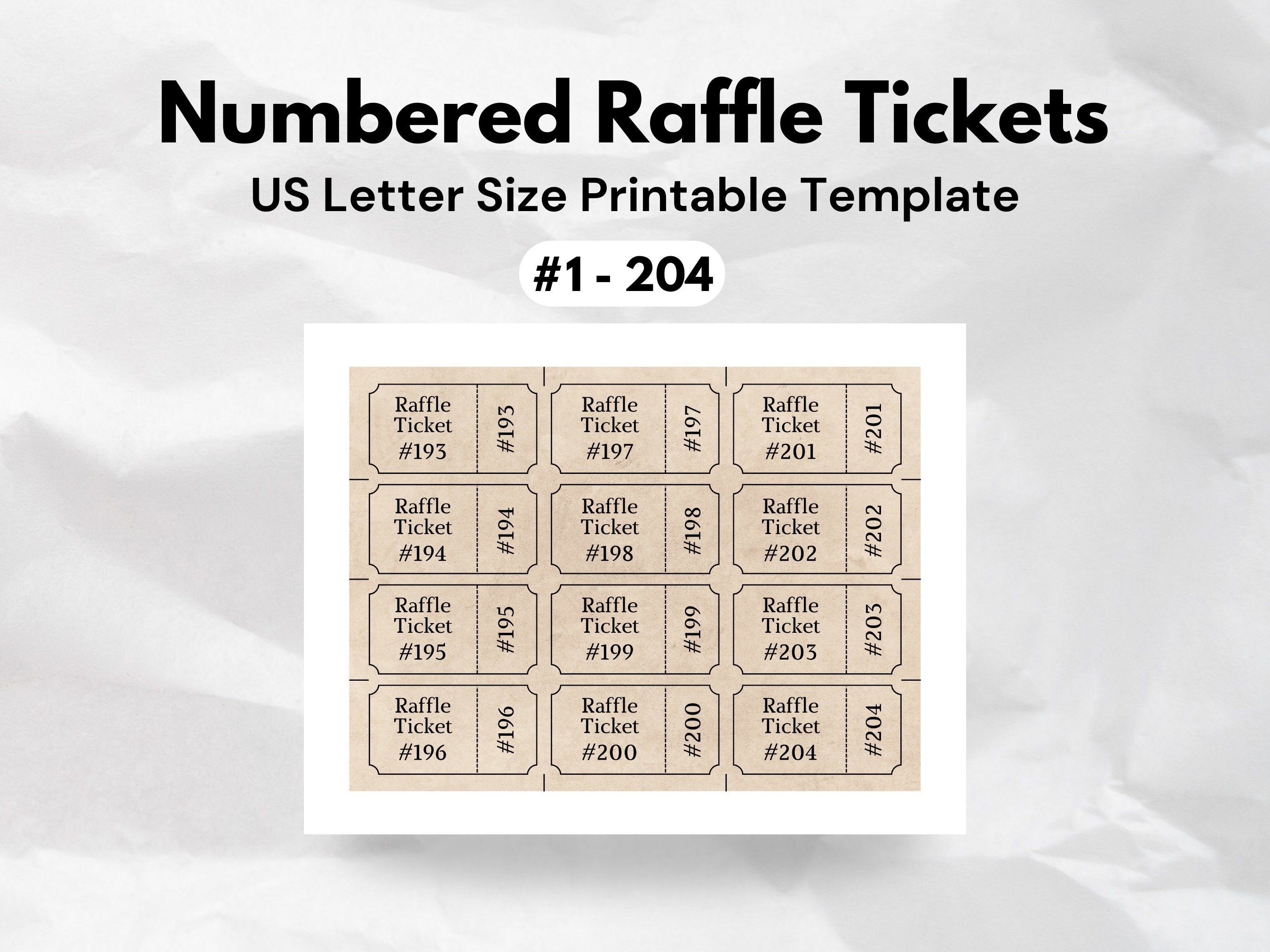 Antique Printable Numbered Raffle Ticket Vintage Style Enter to Win ...