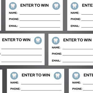 Tooth Printable Raffle Ticket Template Enter to Win Dentist Marketing ...