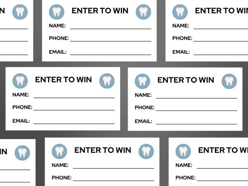 Tooth Printable Raffle Ticket Template Enter to Win Dentist Marketing ...