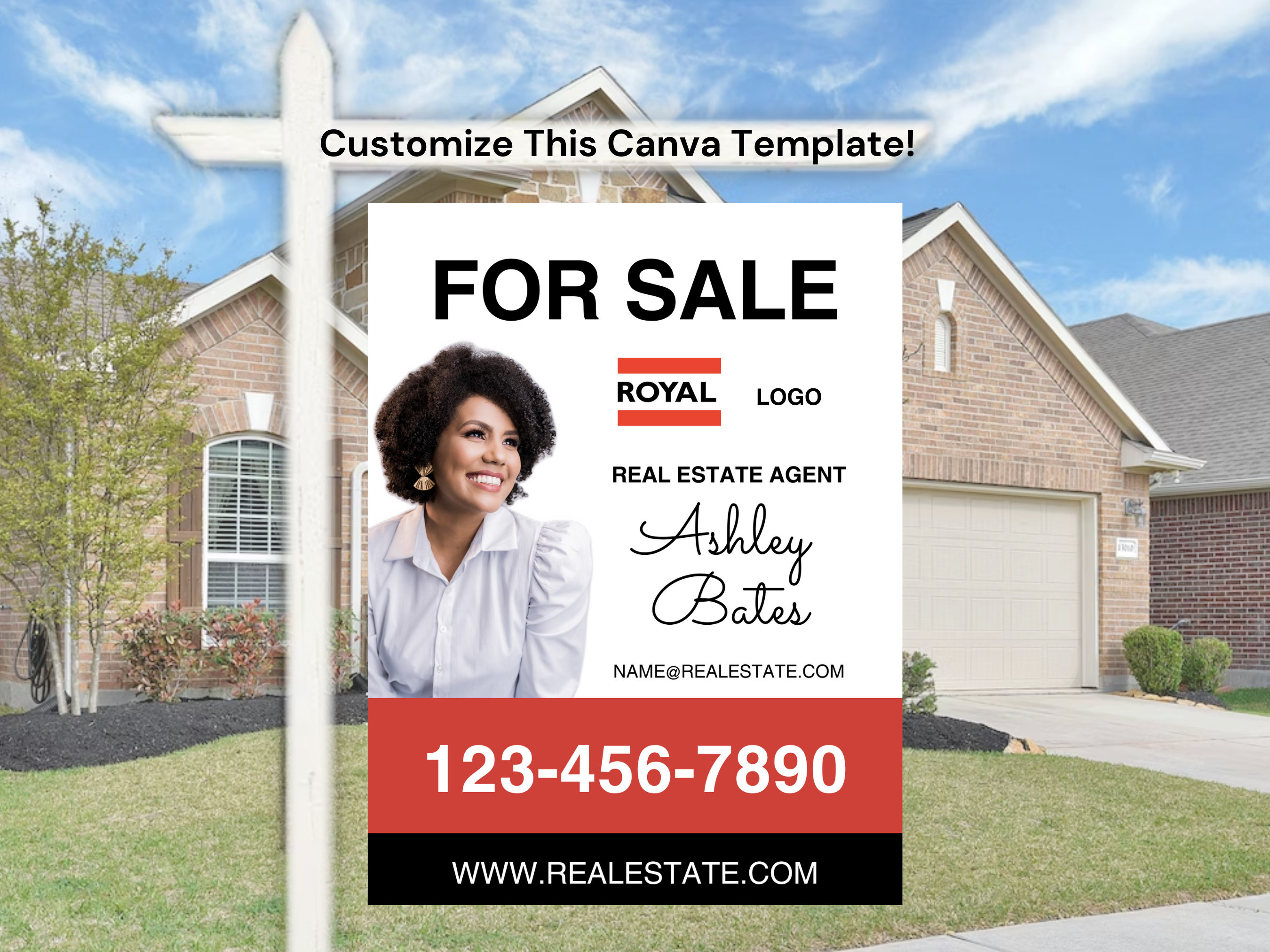 Real Estate Yard Sign Canva Template, Realtor for Sale Sign With Sign ...