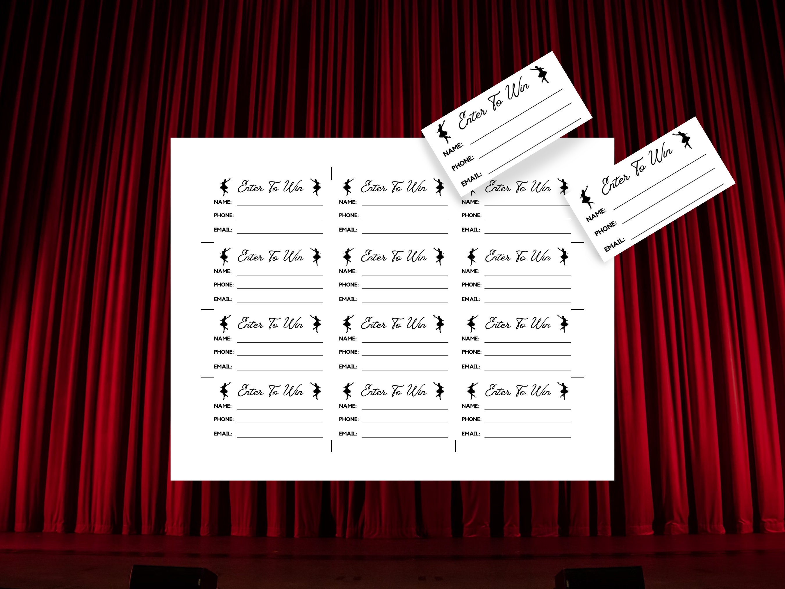 Dance Printable Raffle Ticket Template Dancer Silhouette Enter to Win ...