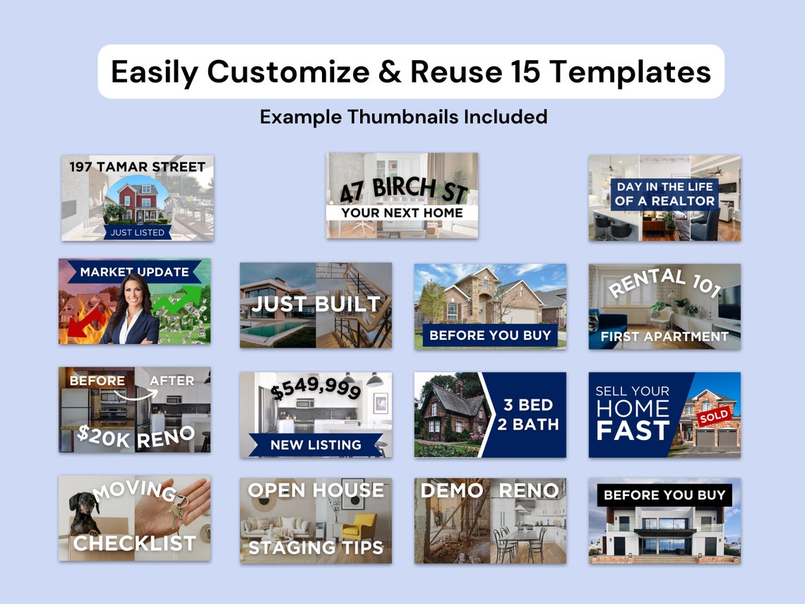 Realtor Youtube Thumbnail Template Pack Canva Editable Templates for ...