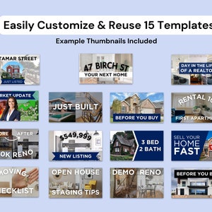 Realtor Youtube Thumbnail Template Pack Canva Editable Templates for ...