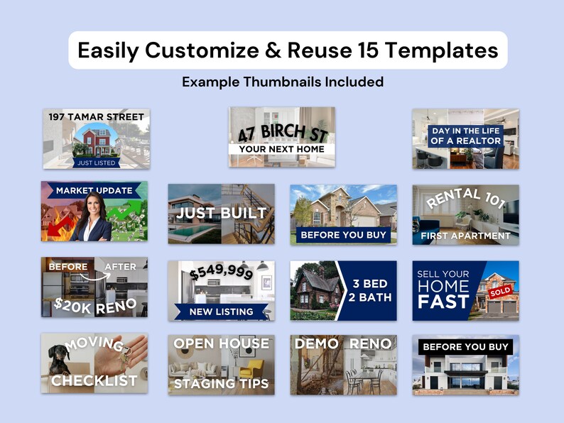 Realtor Youtube Thumbnail Template Pack Canva Editable Templates for ...