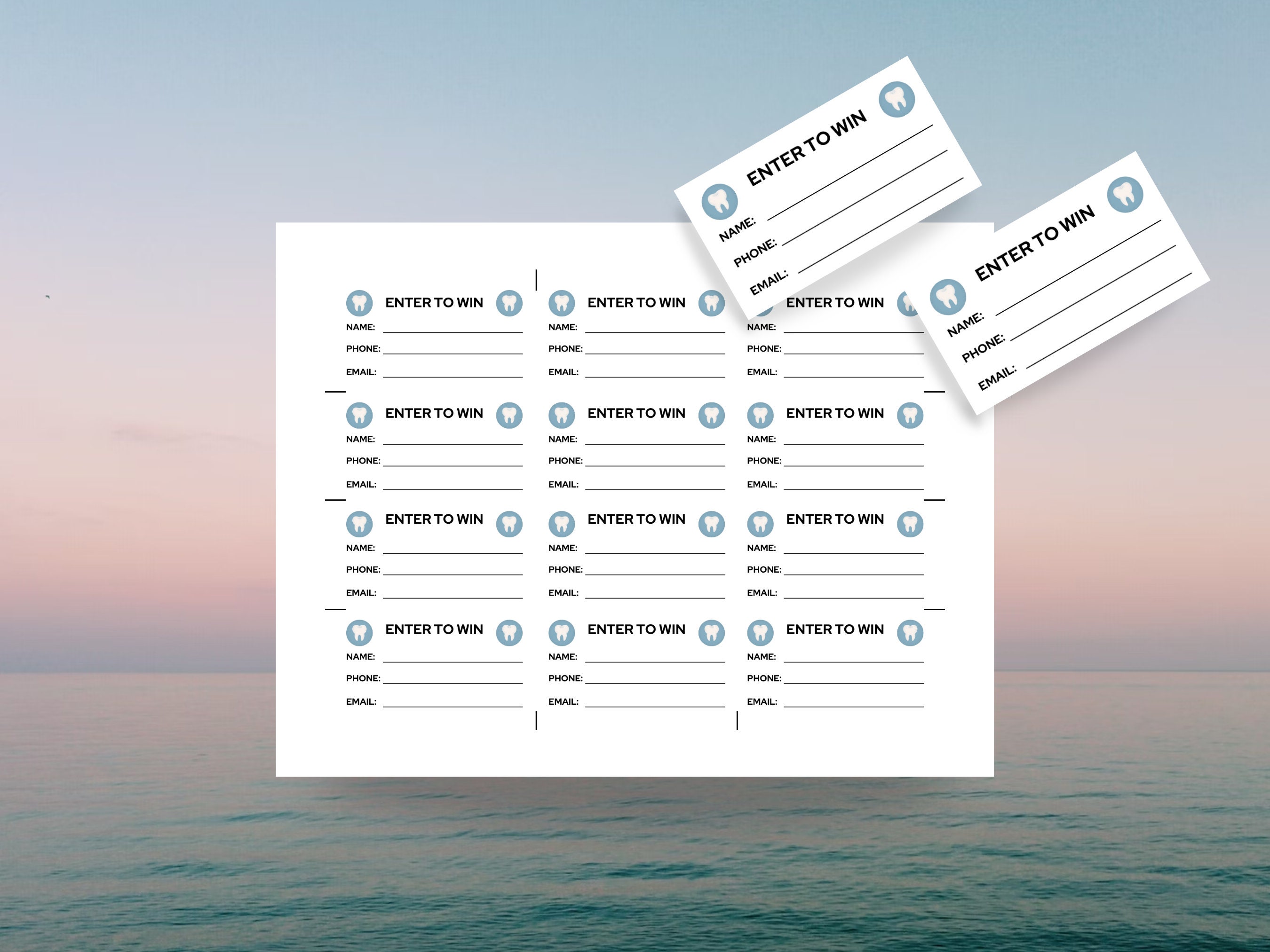 Tooth Printable Raffle Ticket Template Enter to Win Dentist Marketing ...