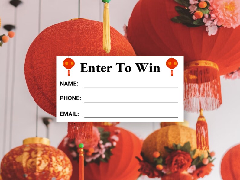 Lunar New Year Printable Raffle Ticket Template Chinese Red Lantern ...