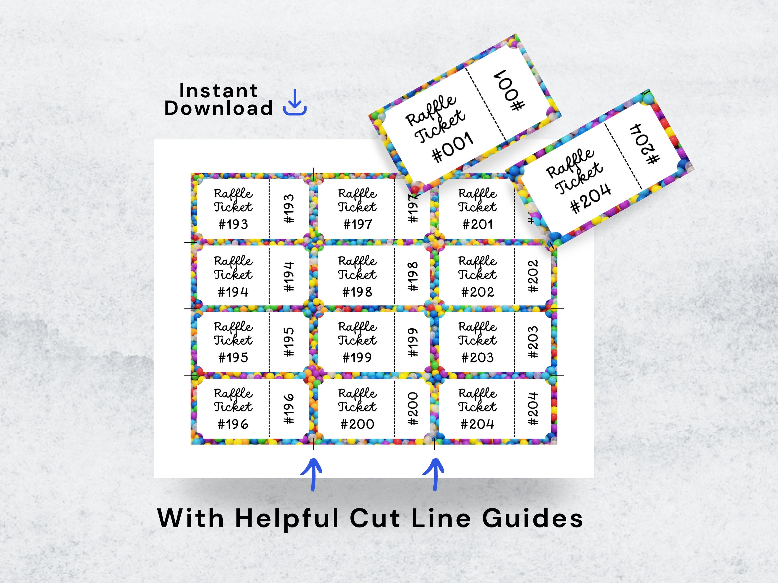 Fun Kids Printable Numbered Raffle Tickets Confetti Enter to Win ...