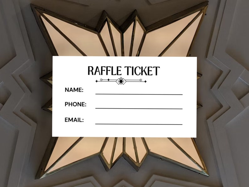 Art Deco Raffle Tickets Minimal Raffle Enter to Win Tickets Geometric ...