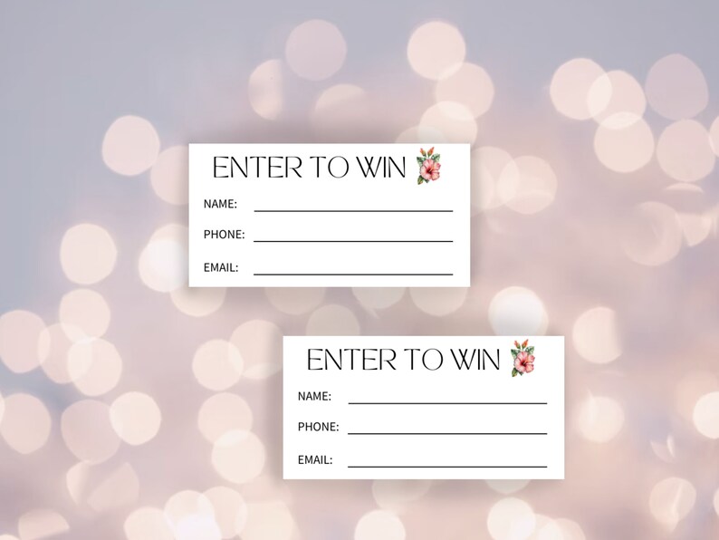 Hibiscus Flower Printable Raffle Ticket Template Cute Floral Enter to ...