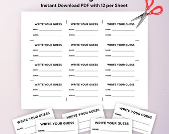 Printable PDF Guess How Many Raffle Ticket Template Guessing Game Draw ...