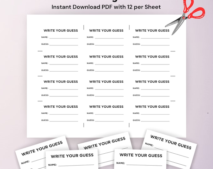 Printable Guess How Many Tickets Template, Guessing Game Entry Slips ...