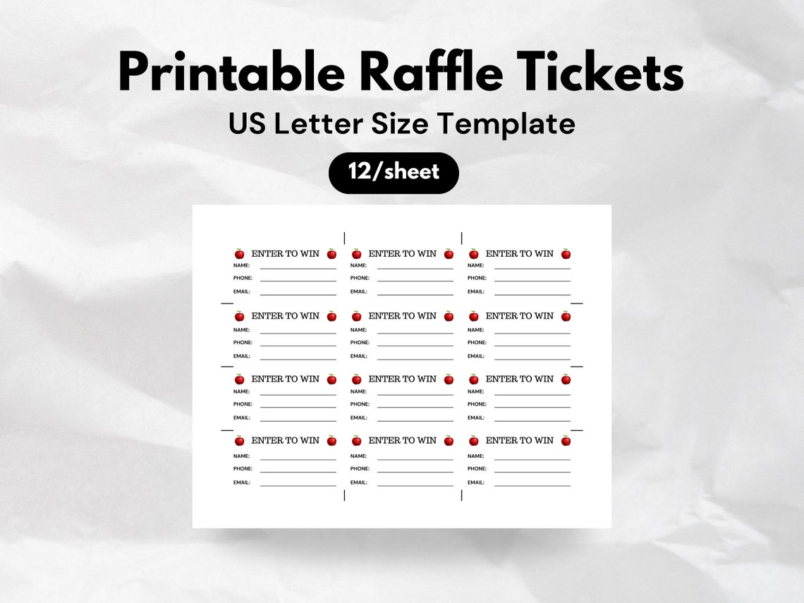 Red Apple Printable Raffle Ticket Template Fruit Market Stand Enter to ...