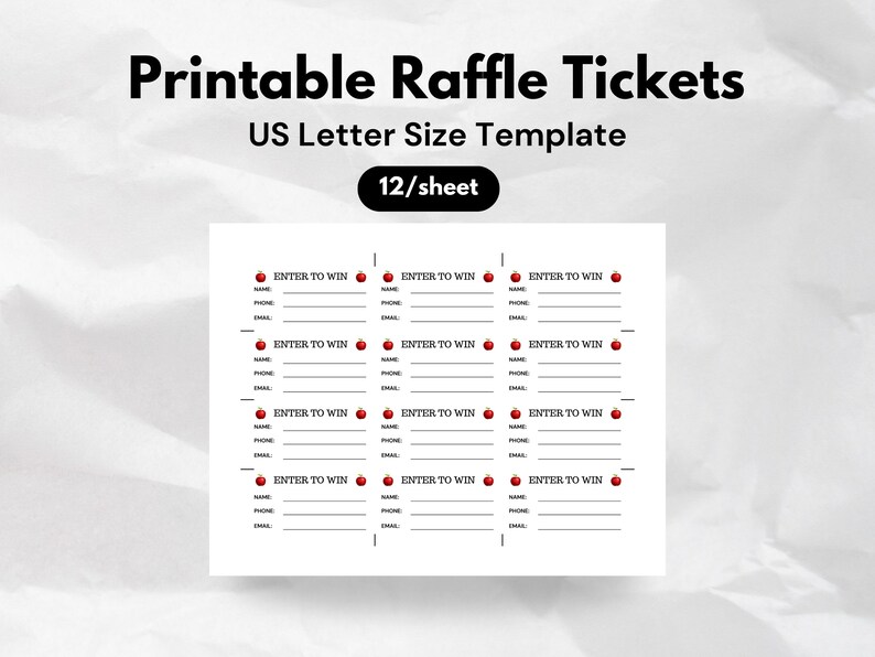 Red Apple Printable Raffle Ticket Template Fruit Market Stand Enter to ...
