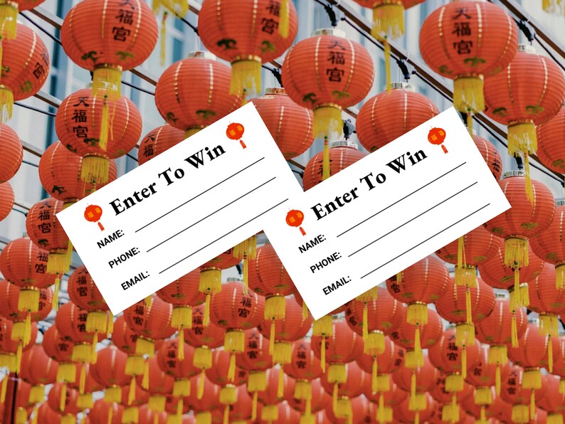 Lunar New Year Printable Raffle Ticket Template Chinese Red Lantern ...