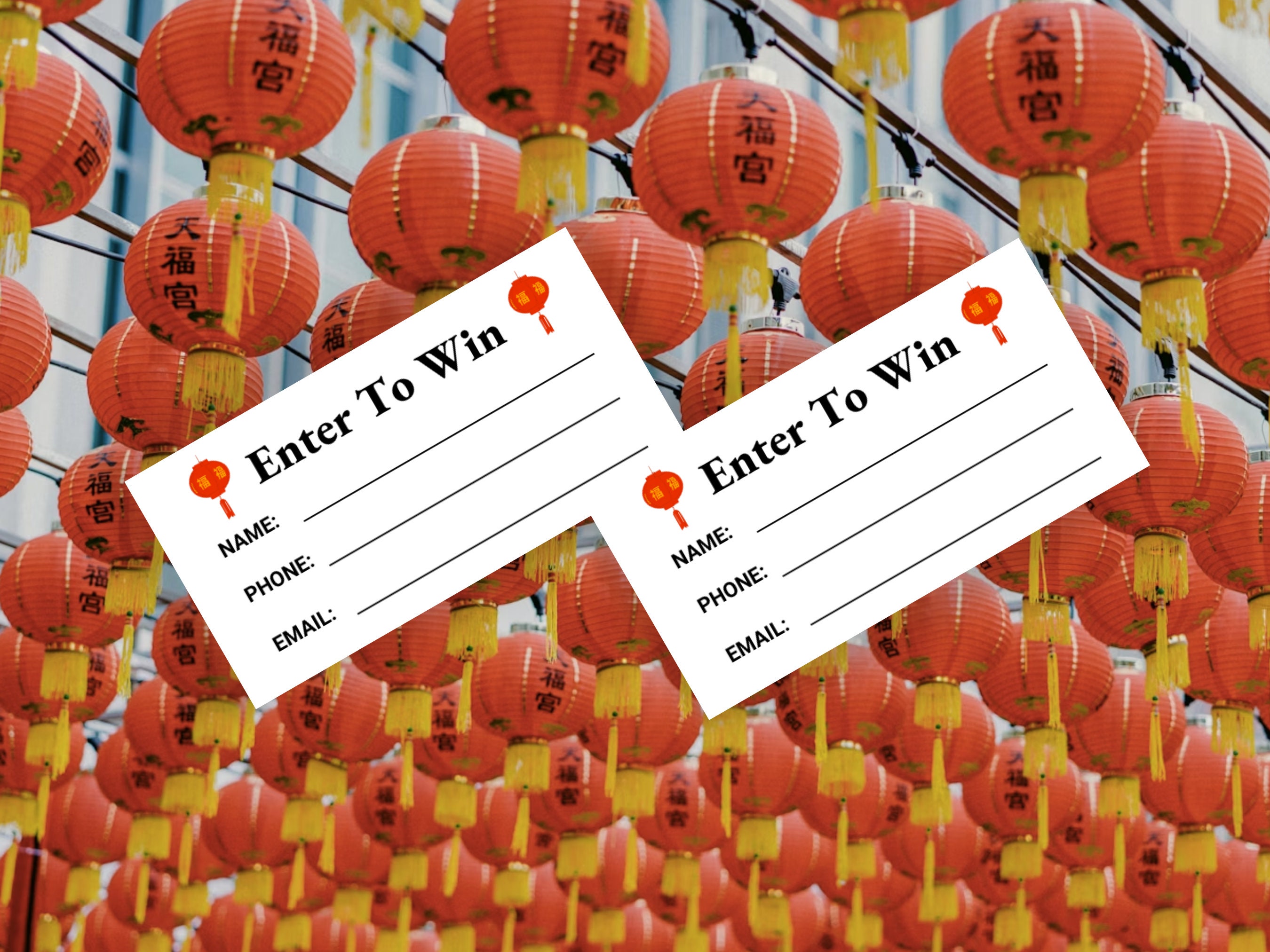 Lunar New Year Printable Raffle Ticket Template Chinese Red Lantern ...