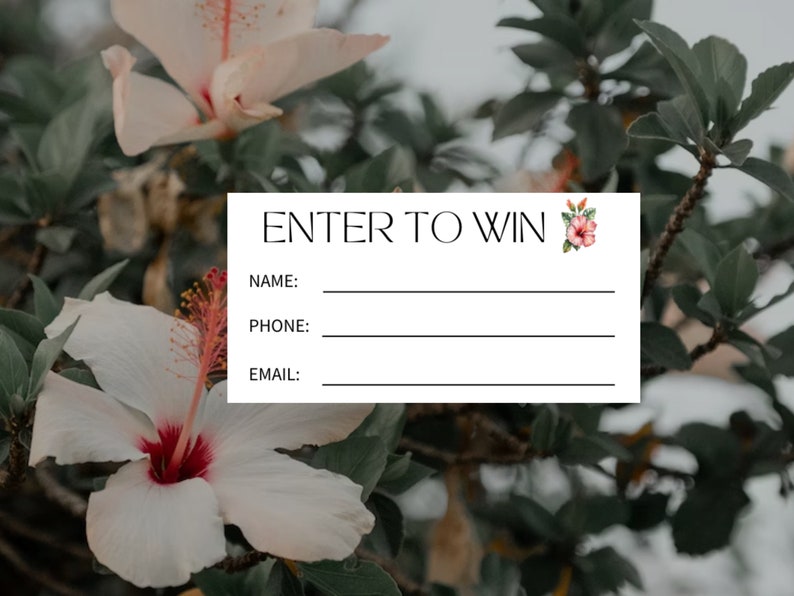 Hibiscus Flower Printable Raffle Ticket Template Cute Floral Enter to ...