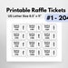 Printable Numbered Raffle Ticket Enter to Win Tickets With Numbers 1 to ...