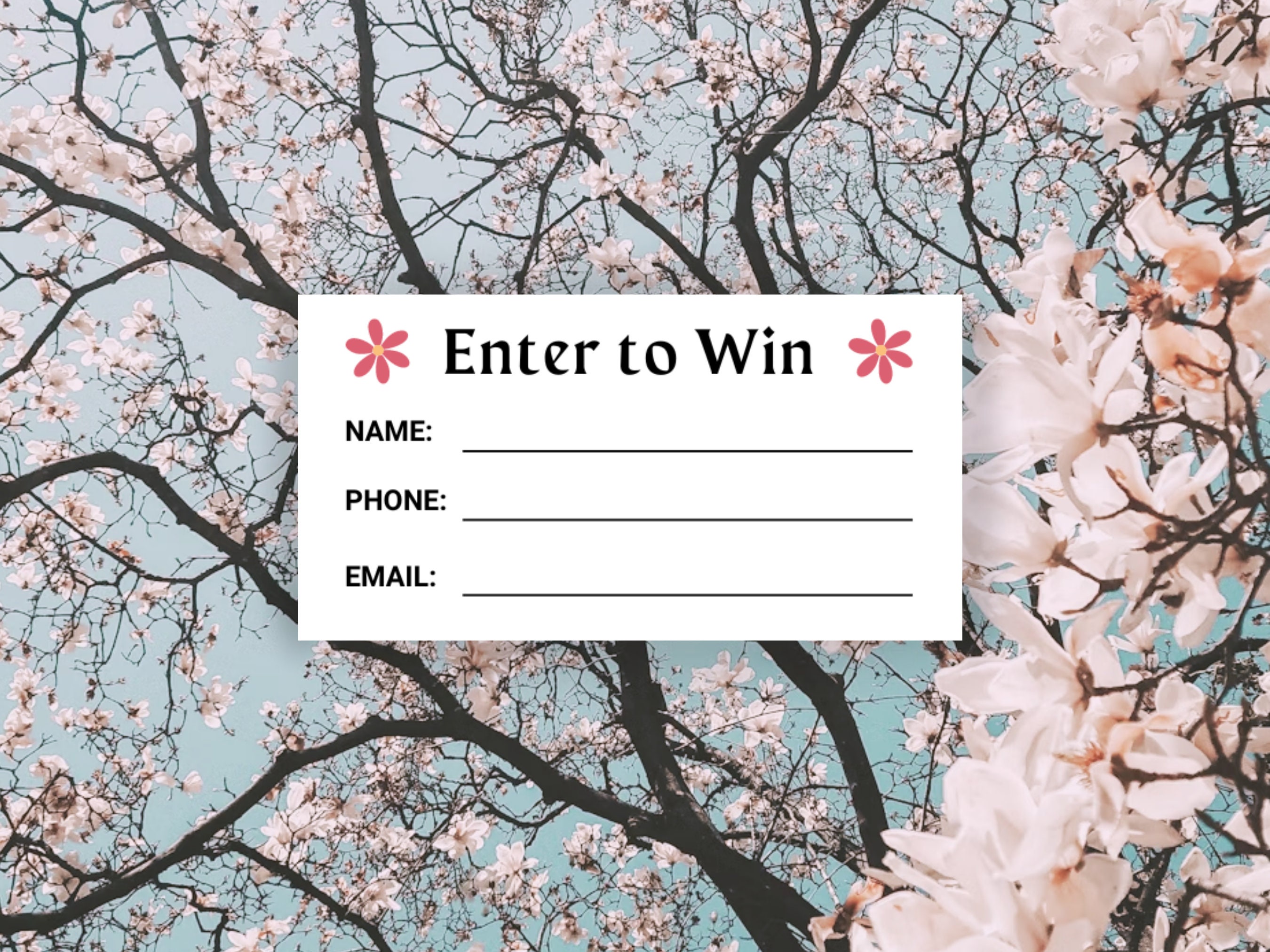 Cute Flower Printable Raffle Ticket Template Enter to Win Draw Tickets ...