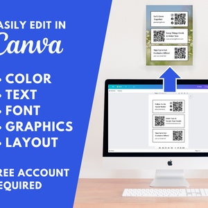 Minimal Editable QR Code Sign Canva Template for Small Business Owners ...