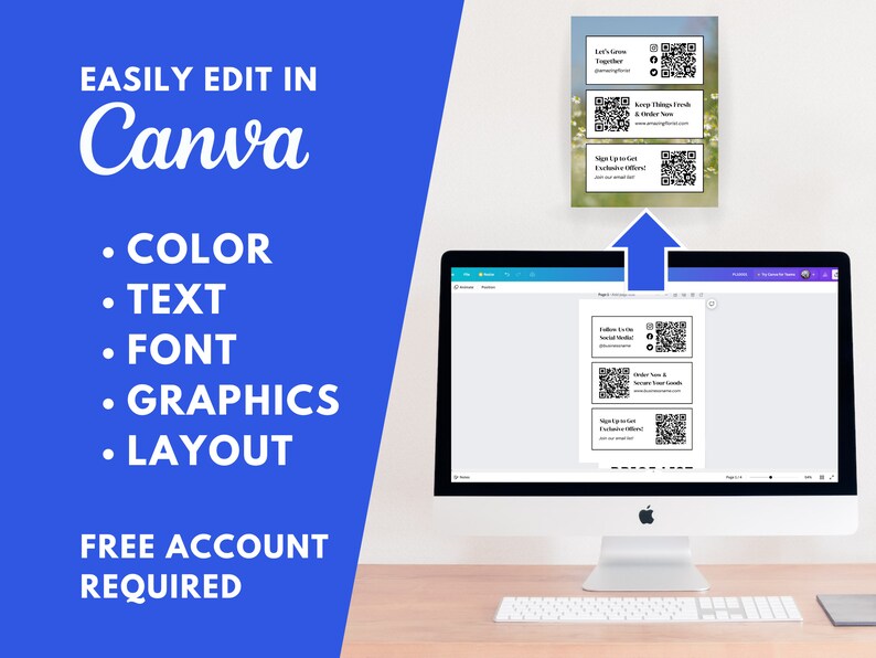 Minimal Editable QR Code Sign Canva Template for Small - Etsy