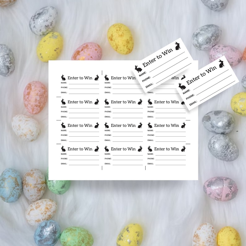 Rabbit Printable Raffle Ticket Template Easter Enter to Win Draw ...